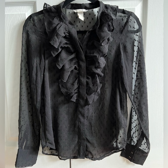 H&M | Tops | Hm Sheer Black Blouse | Poshmark